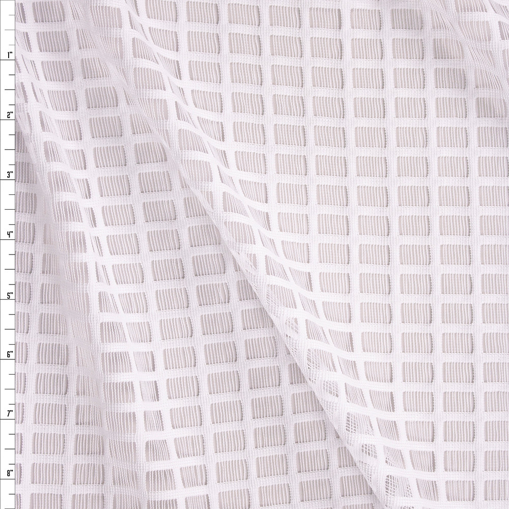Cali Fabrics White Designer Rectangle Lace Fabric by the Yard