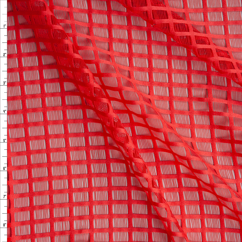 Cali Fabrics Red Designer Rectangle Lace Fabric by the Yard