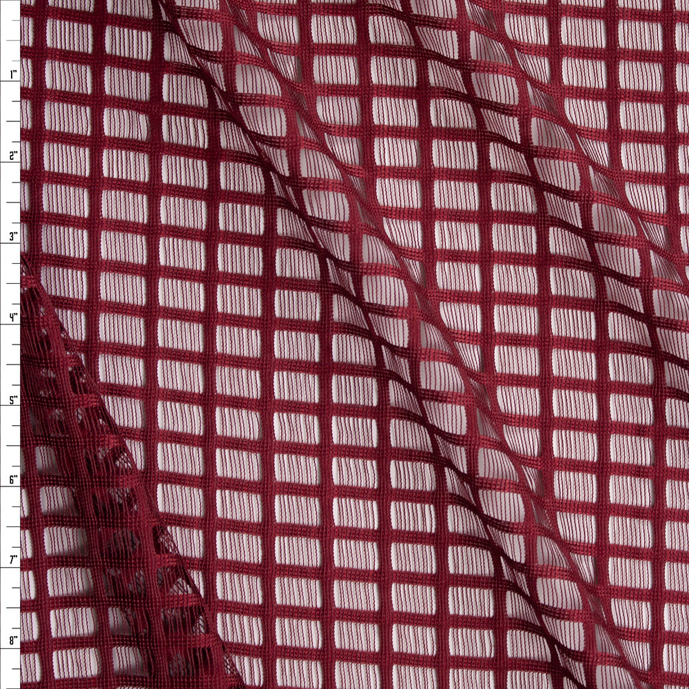 Cali Fabrics Wine Designer Rectangle Lace Fabric by the Yard