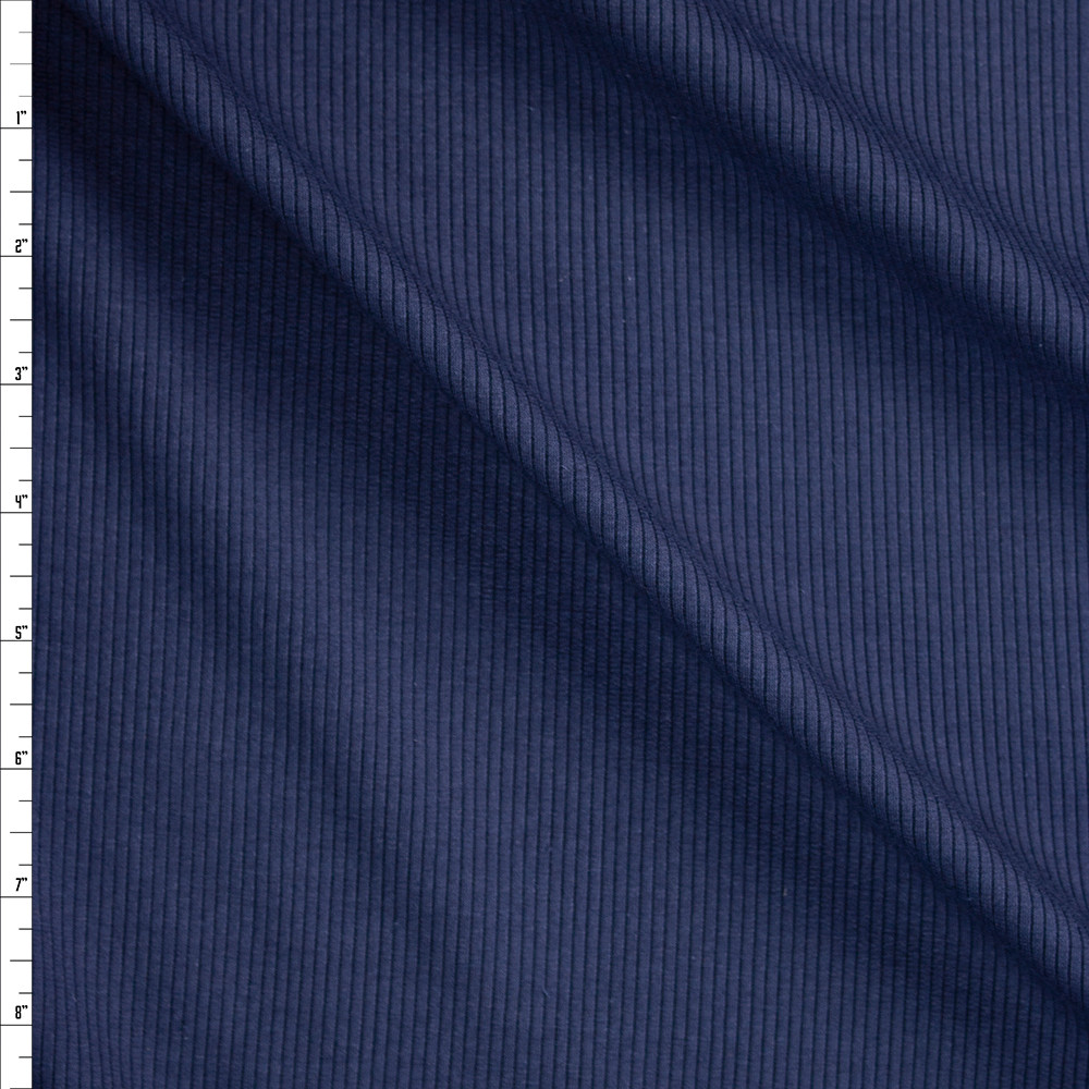 Cali Fabrics Navy Blue Cotton/Modal Stretch Lightweight Rib Knit Fabric ...
