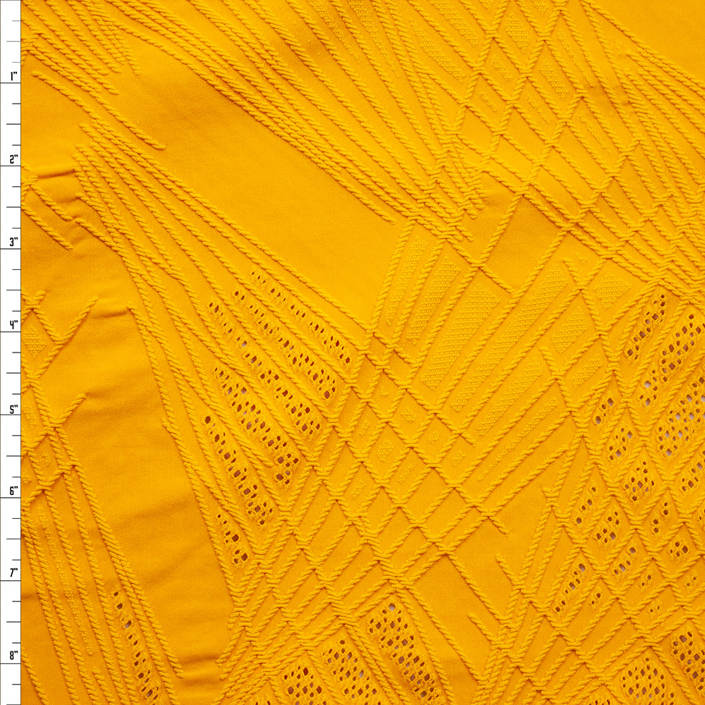 Cali Fabrics Yellow on Yellow Textured Geometric Lines Mesh Border ...