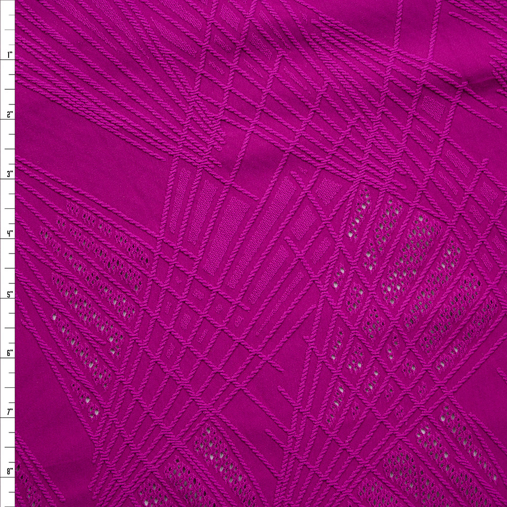 Cali Fabrics Magenta on Magenta Textured Geometric Lines Mesh Border ...