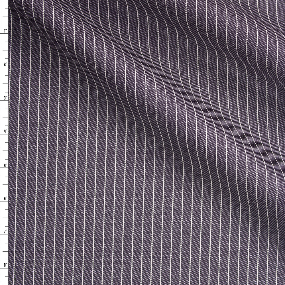Cali Fabrics Warm White Vertical Pinstripe on Charcoal Designer Denim ...