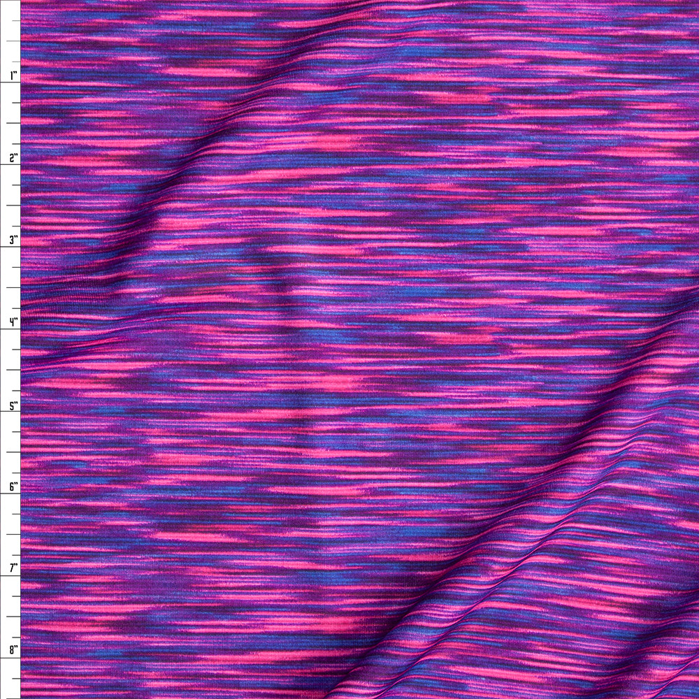 Cali Fabrics Hot Pink, Purple, and Blue Space Dye Print Nylon/Spandex ...