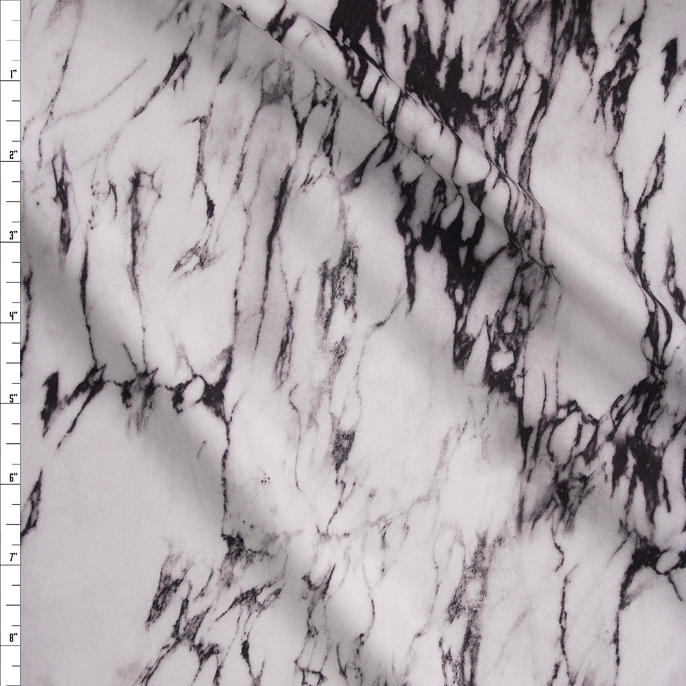 Cali Fabrics Black and White Marble Print Nylon/Spandex Fabric by the Yard