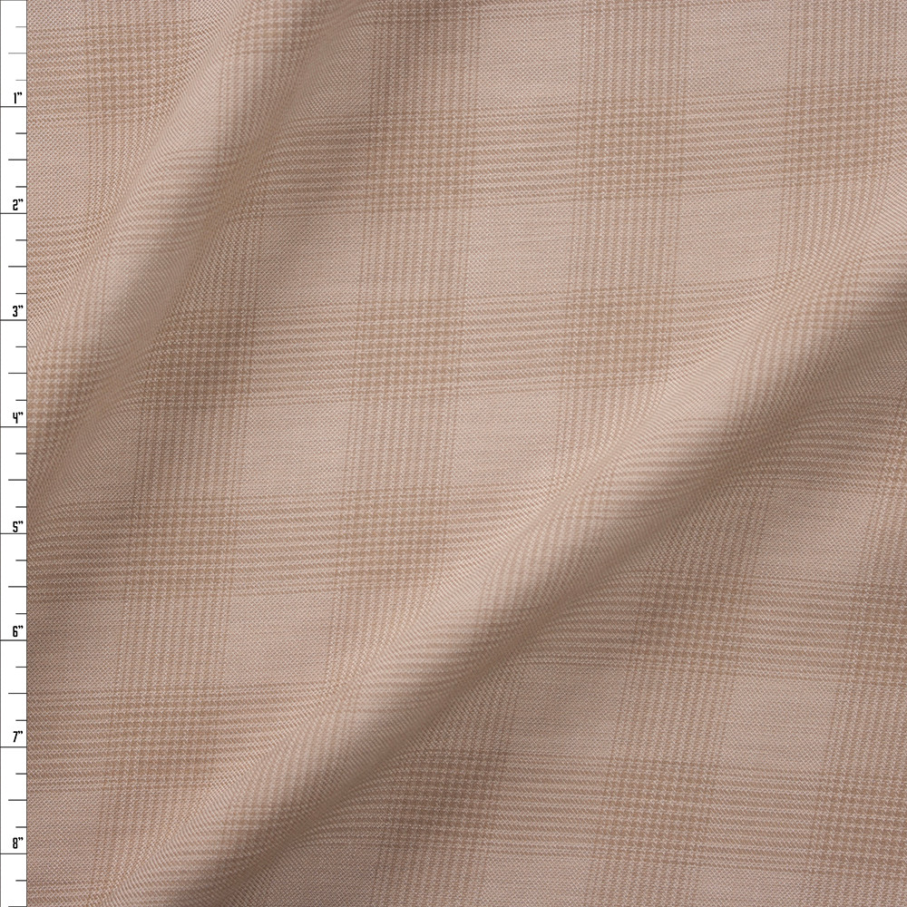 Cali Fabrics Tan on Tan Plaid Linen Look Fabric by the Yard
