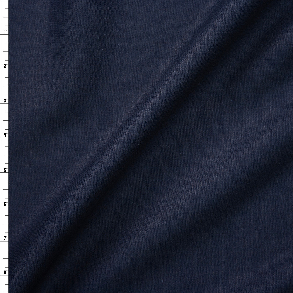 Cali Fabrics Dark Navy Blue Linen Look Fabric by the Yard