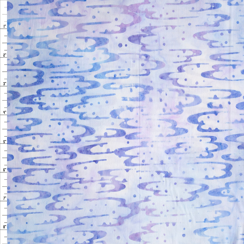 Cali Fabrics Lavender and White Wavy Abstract Authentic Indonesian ...