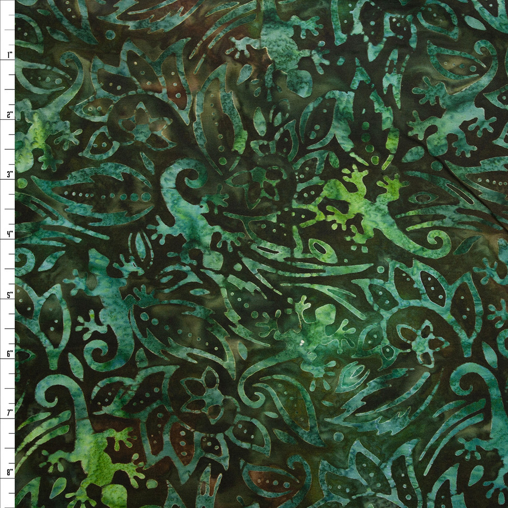 Cali Fabrics Green Leaves and Geckos Authentic Indonesian Batik #25758 ...