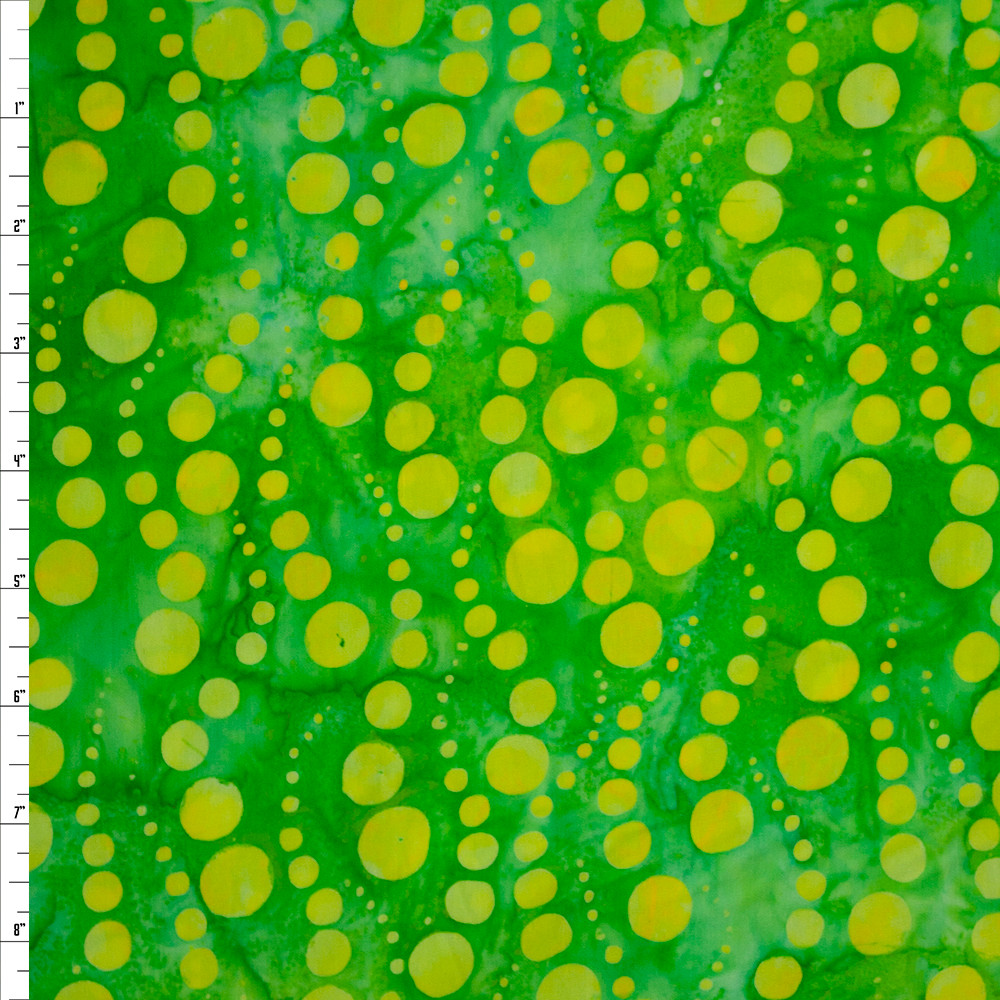 Cali Fabrics Yellow Large Dot Pattern on Lime Authentic Indonesian ...