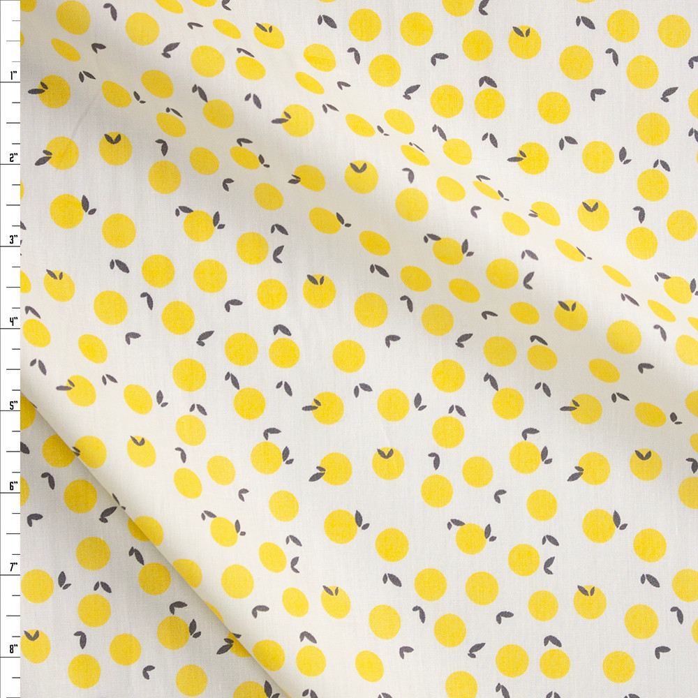 Cali Fabrics Deconstructed Lemons on Offwhite Fine Cotton Poplin from ...