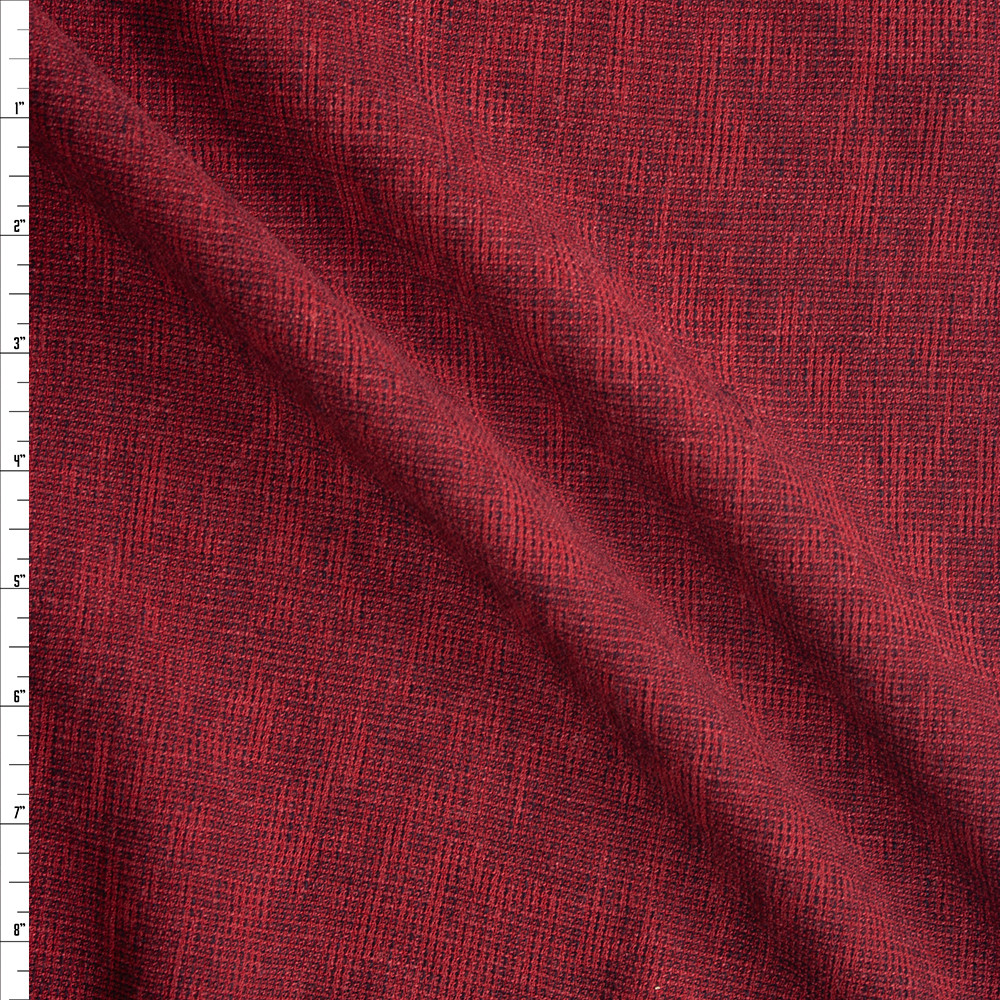Cali Fabrics Deep Red Rustic Woven Yarn Dyed Brushed Cotton Fabric by ...
