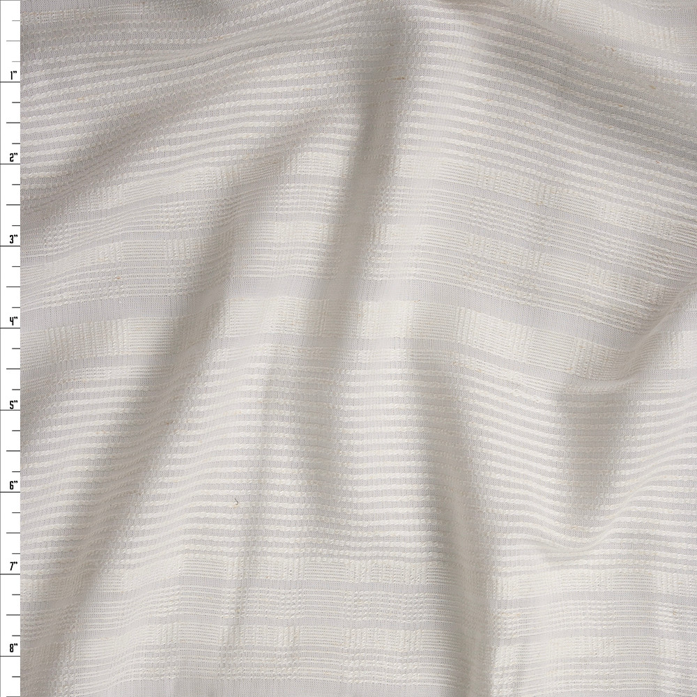 Cali Fabrics Ivory on Ivory Textured Sheer Stripe Rayon Voile Fabric by ...