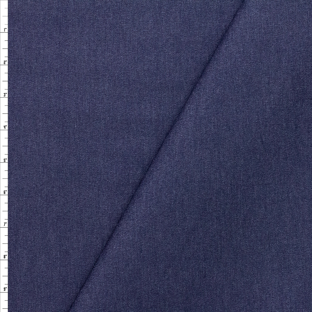 Cali Fabrics Denim Blue Designer Viscose Nylon Stretch Twill Fabric by ...
