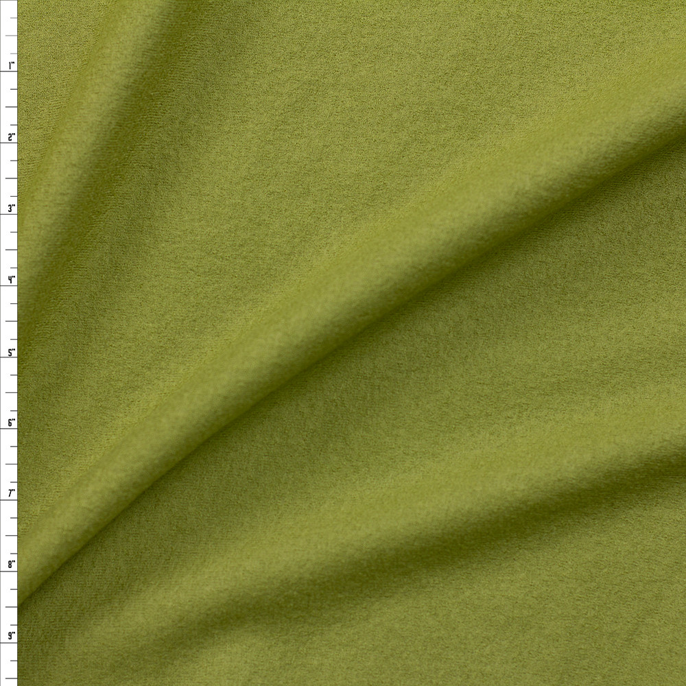 Cali Fabrics Light Olive Monica Boiled Wool Fabric by the Yard