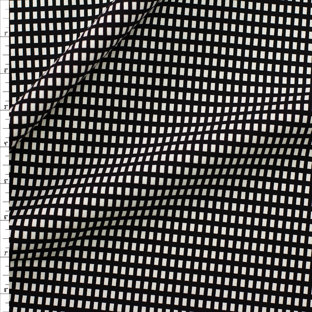 Cali Fabrics Black and White Rectangle Grid Designer Viscose Nylon ...