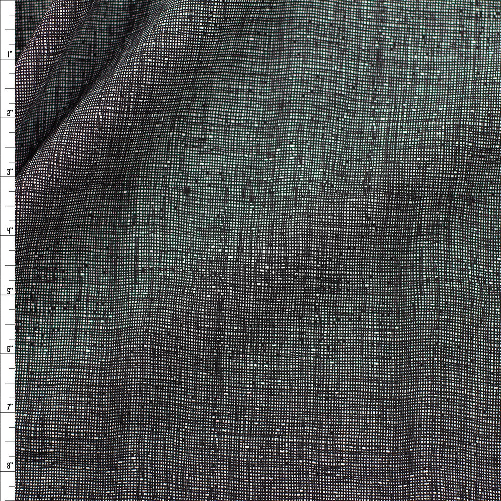 Cali Fabrics Black on White Linen Look Print Designer Viscose Nylon ...