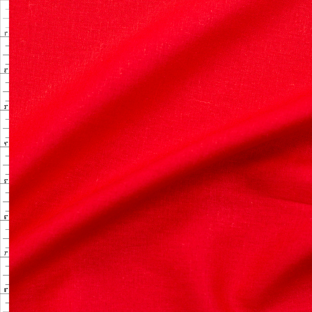 Cali Fabrics Red Rayon/Linen Fabric by the Yard