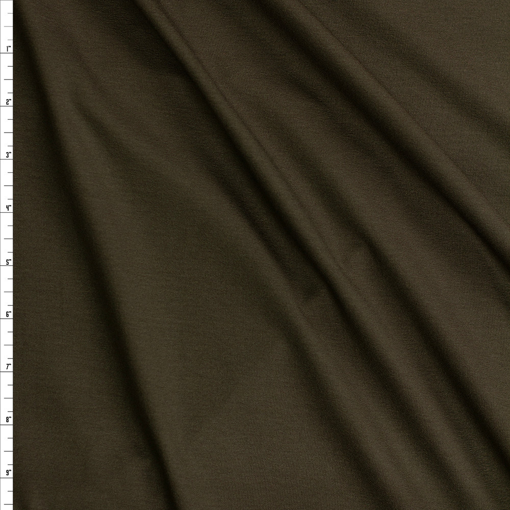 Cali Fabrics Dark Olive Green Rayon Jersey Knit #26159 Fabric by the Yard