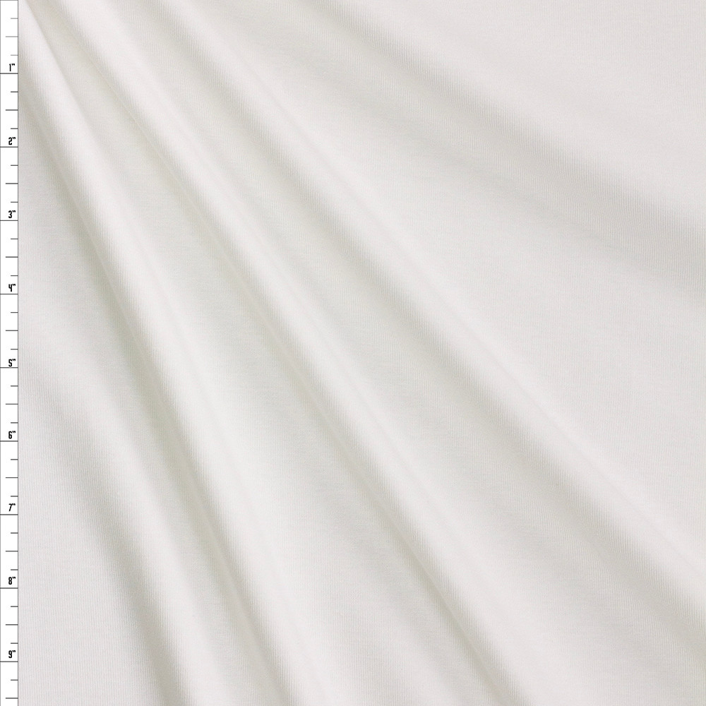 Cali Fabrics Warm White Rayon Micro Rib Knit #26182 Fabric by the Yard