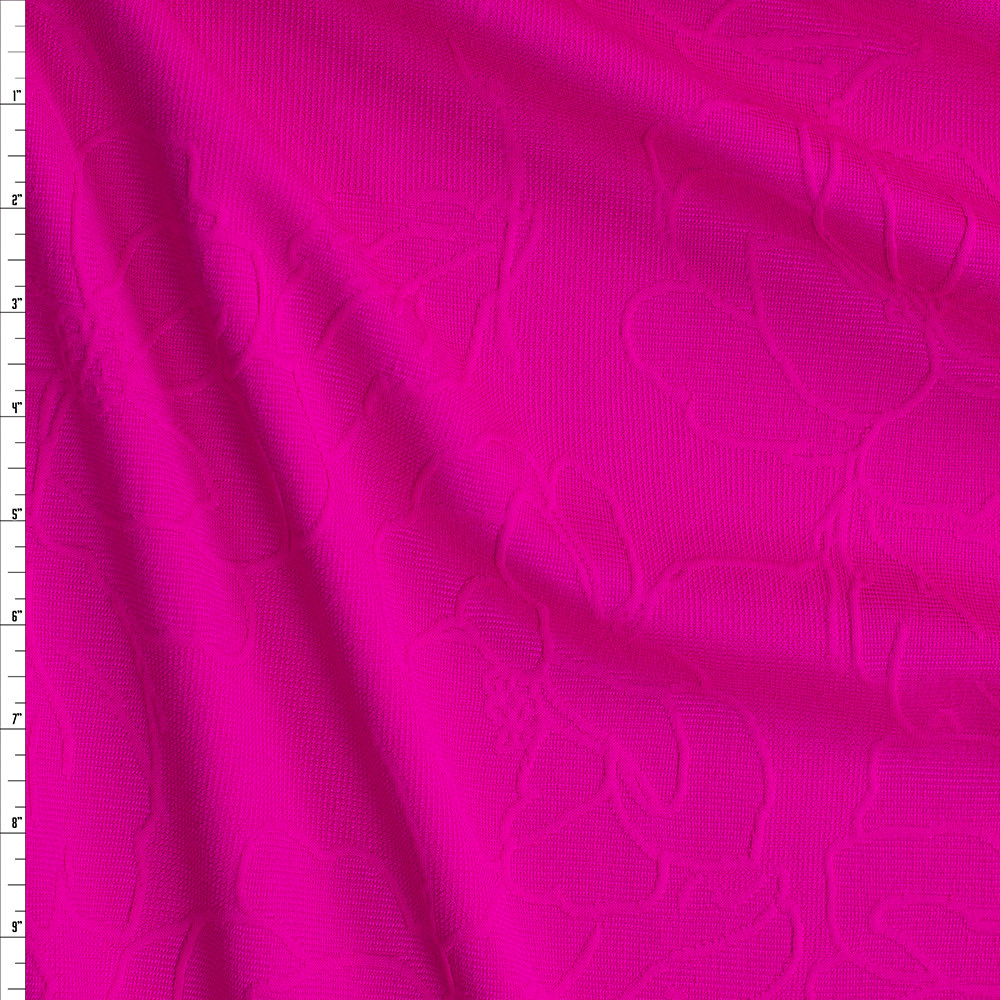 Cali Fabrics Hot Pink Floral Textured Double Knit Fabric by the Yard