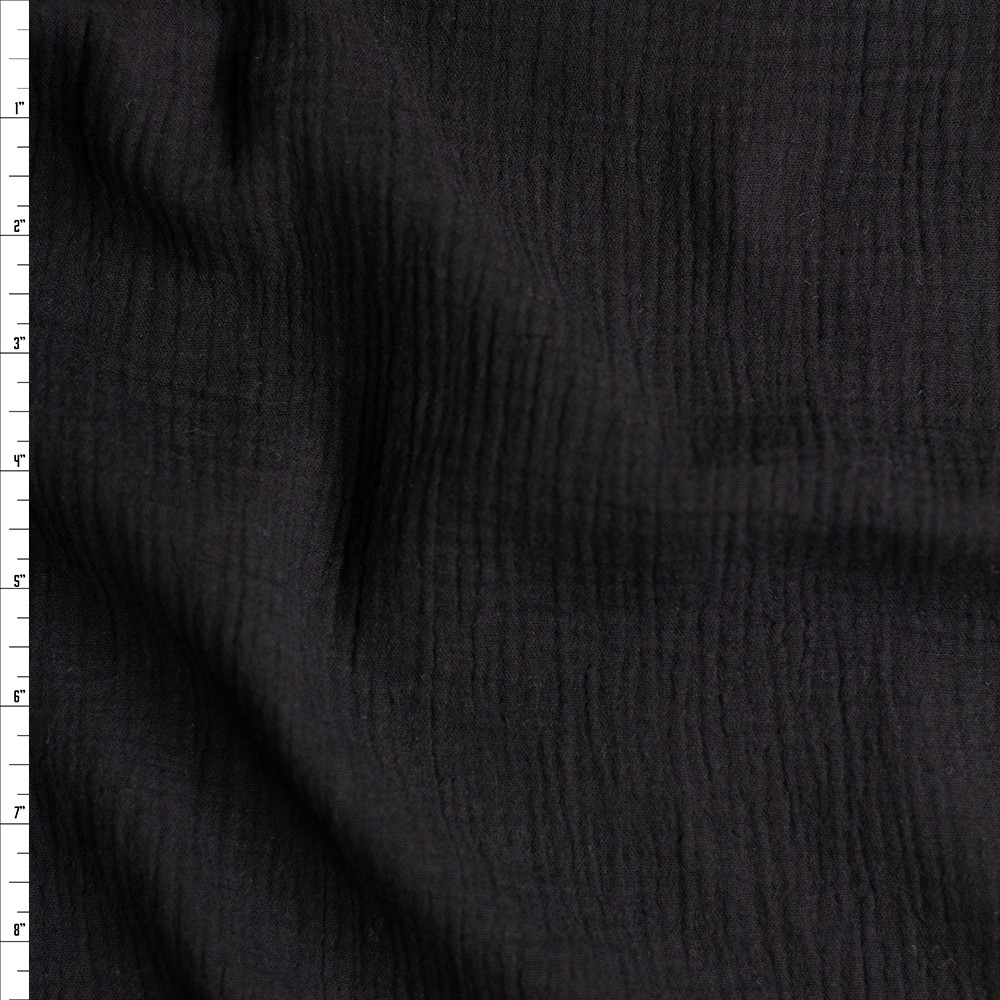 Cali Fabrics Black Cotton Double Gauze #26293 Fabric by the Yard