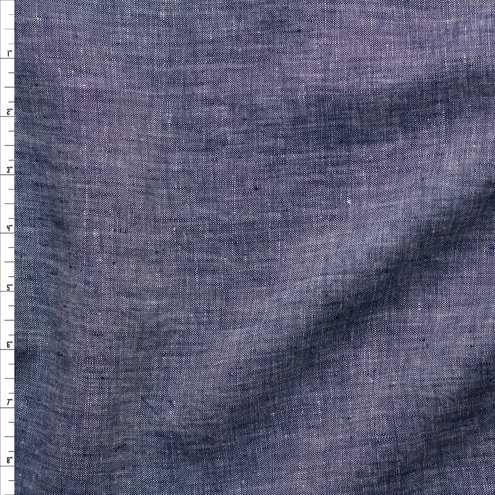 Cali Fabrics Indigo Blue Chambray Linen #26329 Fabric by the Yard