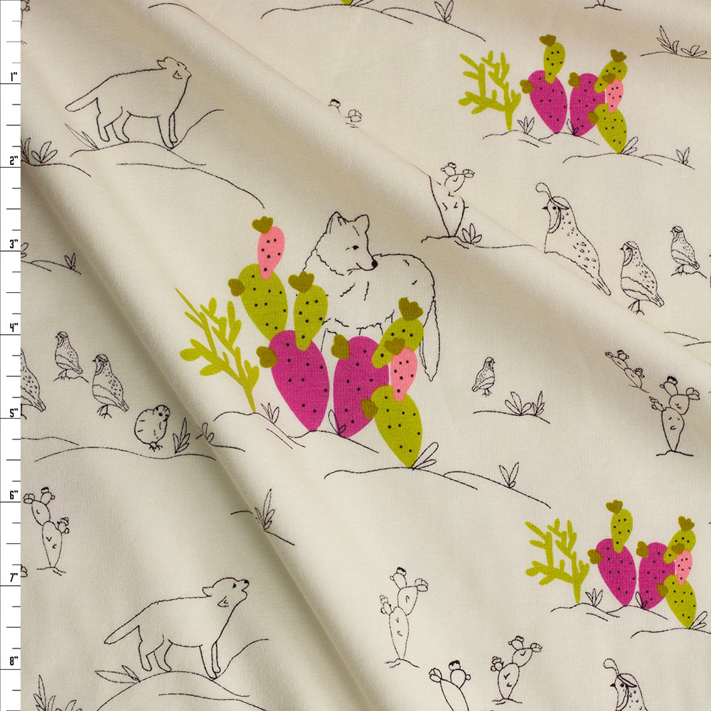 Cali Fabrics Sage Knit Coyote and Quail Jojoba Cotton/Spandex Knit by ...