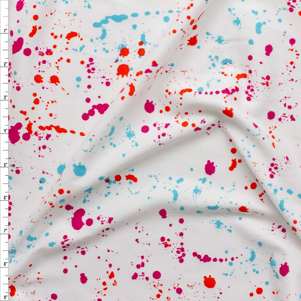 Cali Fabrics Red, Hot Pink, and Aqua Paint Splatter Double Brushed Poly ...