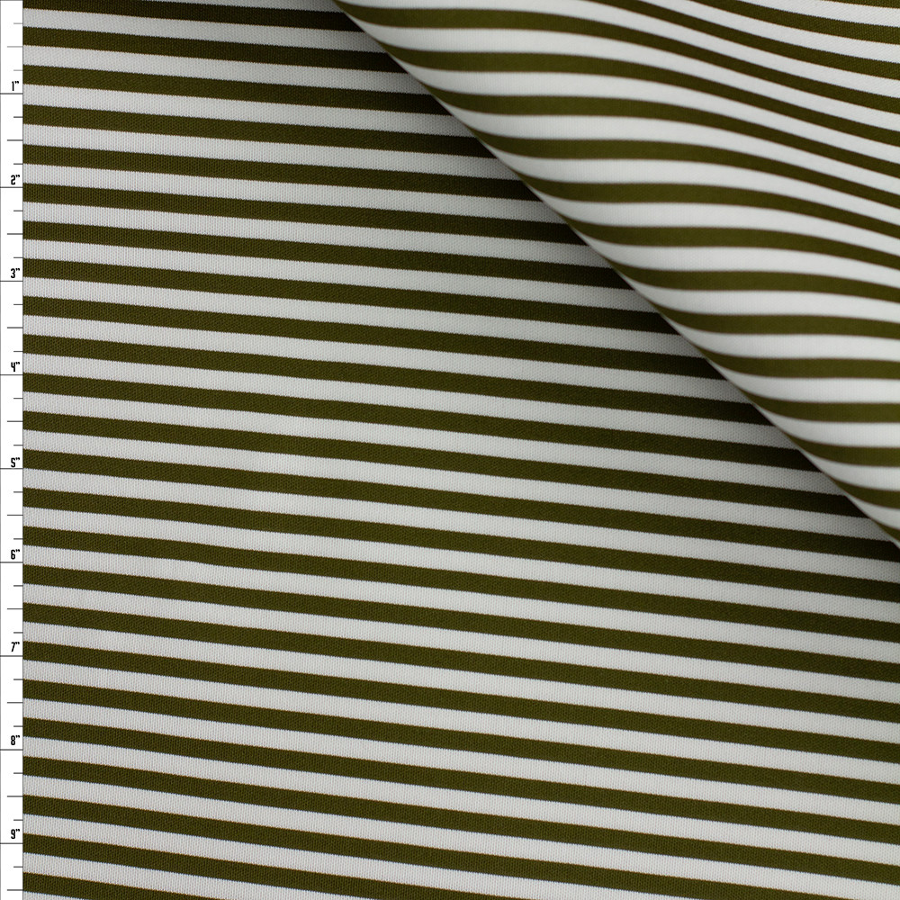 Cali Fabrics Olive and White Horizontal Mini Stripe Double Scuba Knit ...