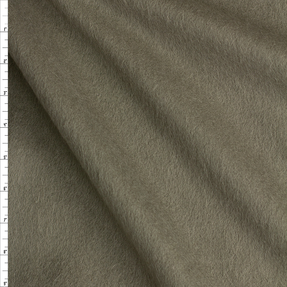 Cali Fabrics Soft Moss Brushed Wool Coating #26784 Fabric by the Yard