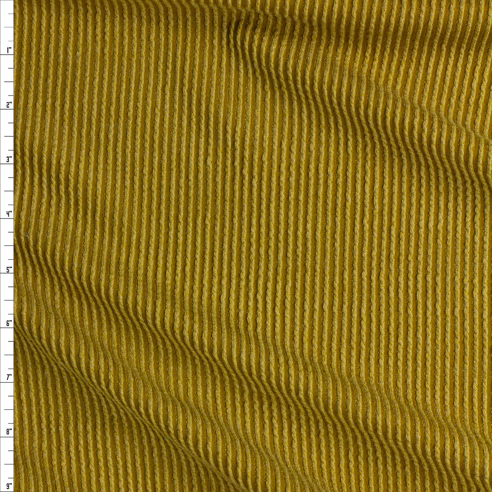 Cali Fabrics Mustard Stretch Wavy Rib Knit #26974 Fabric by the Yard