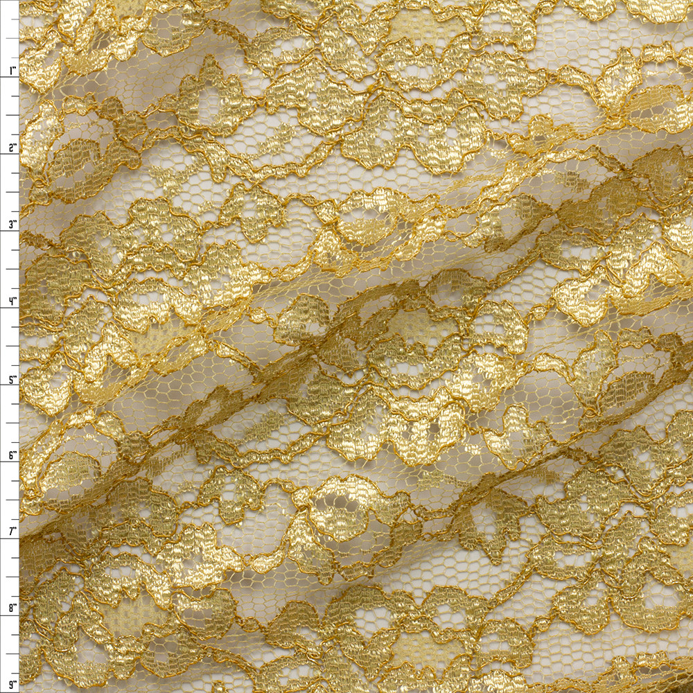 Cali Fabrics Gold Floral Designer Lace #26982 Fabric by the Yard