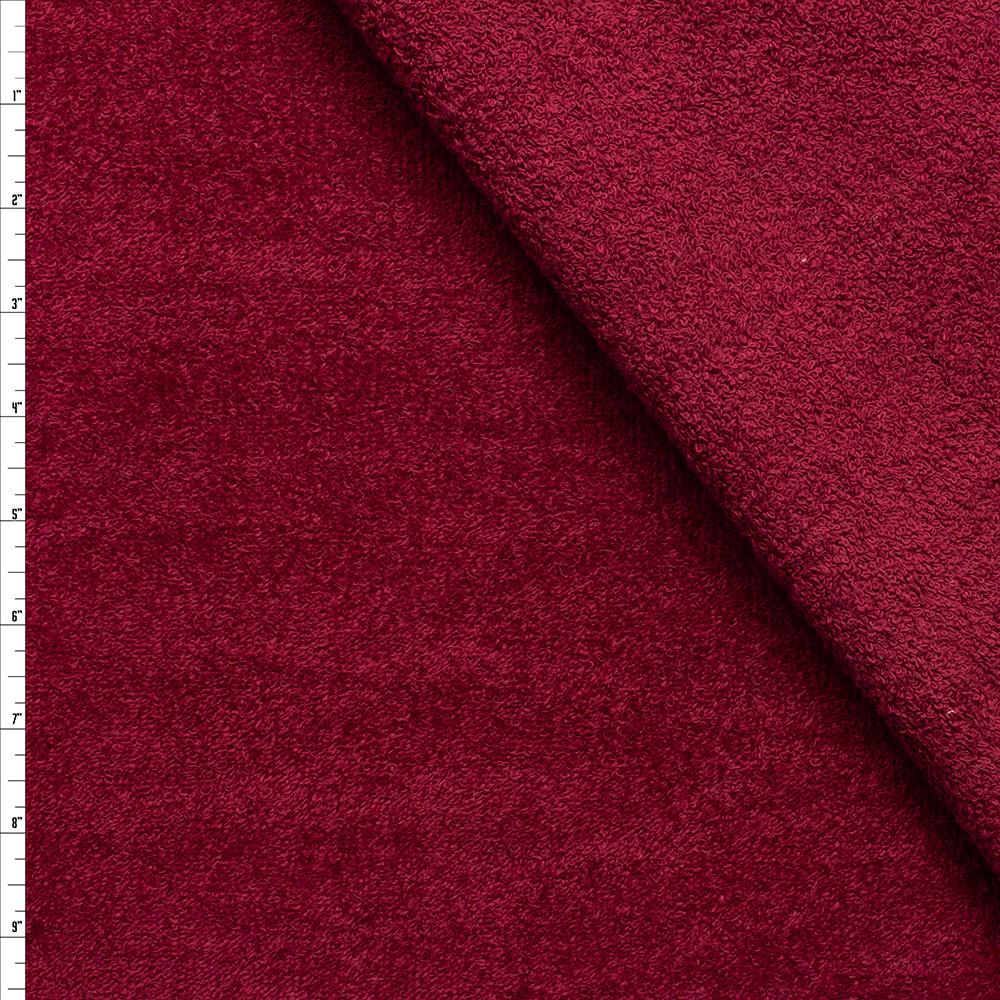 Cali Fabrics Burgundy Terry Velour Fabric by the Yard