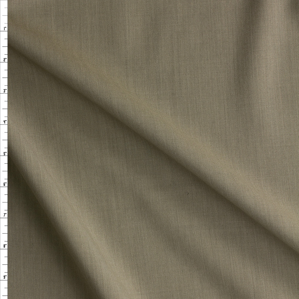 Cali Fabrics Dark Khaki Melange Designer Stretch Tropical Wool Suiting ...