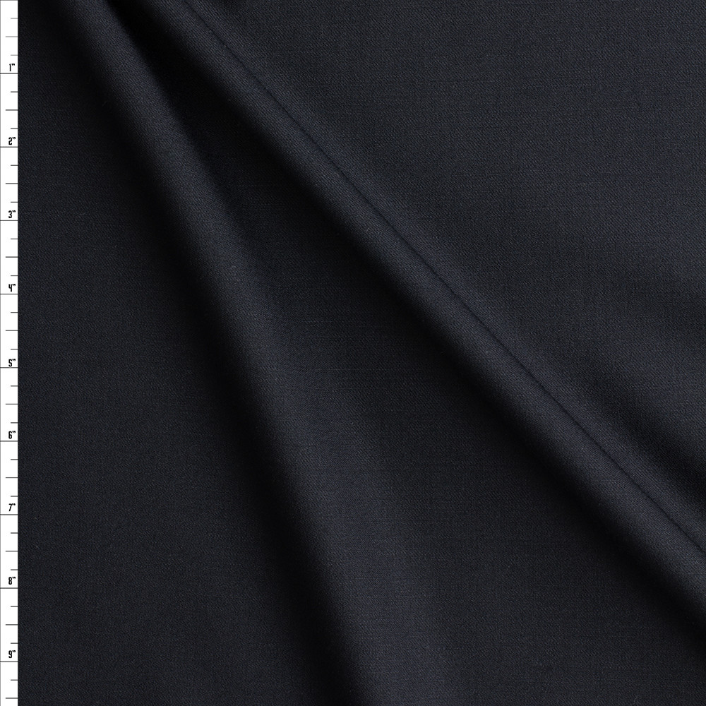 Cali Fabrics Black Designer Stretch Wool Suiting #27555 Fabric by the Yard