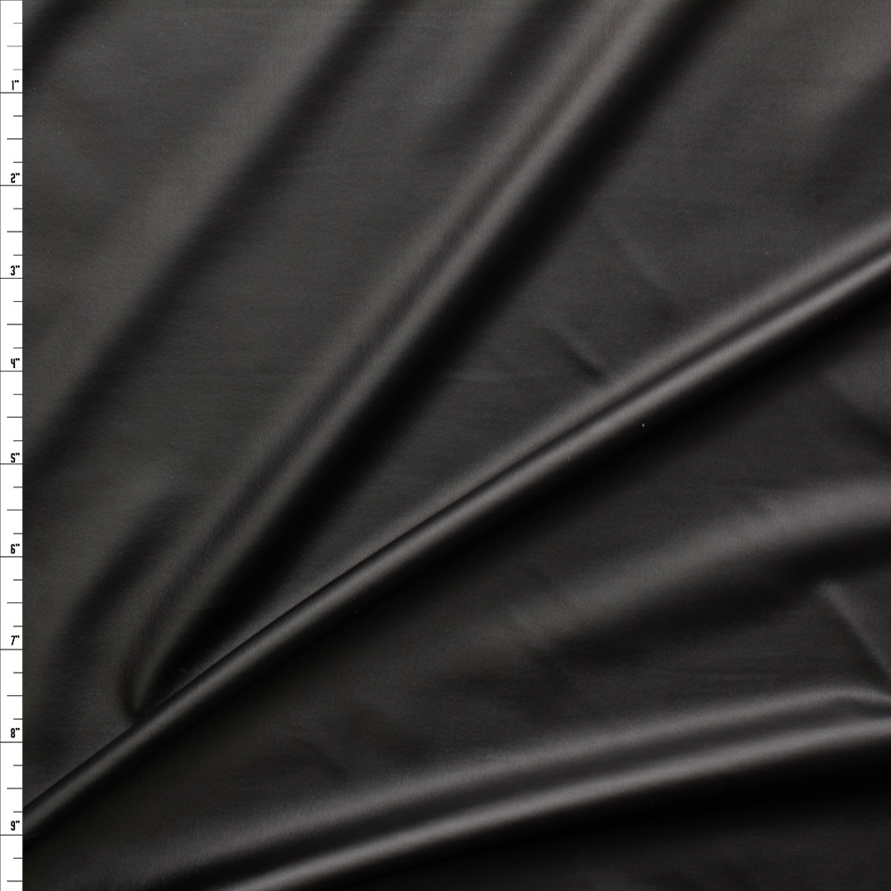Cali Fabrics Matte Black Poly Stretch Lamé #27701 Fabric by the Yard