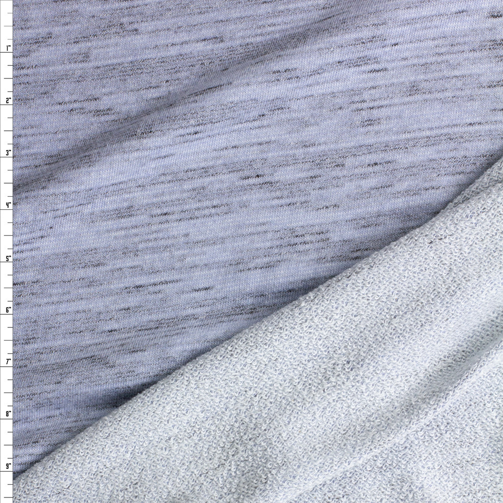 Cali Fabrics Ice Grey Melange Cotton French Terry #27916 Fabric by the Yard