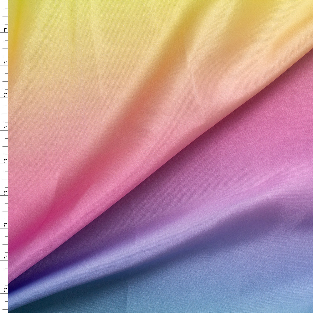 Cali Fabrics Light Rainbow Ombré Satin #27925 Fabric by the Yard