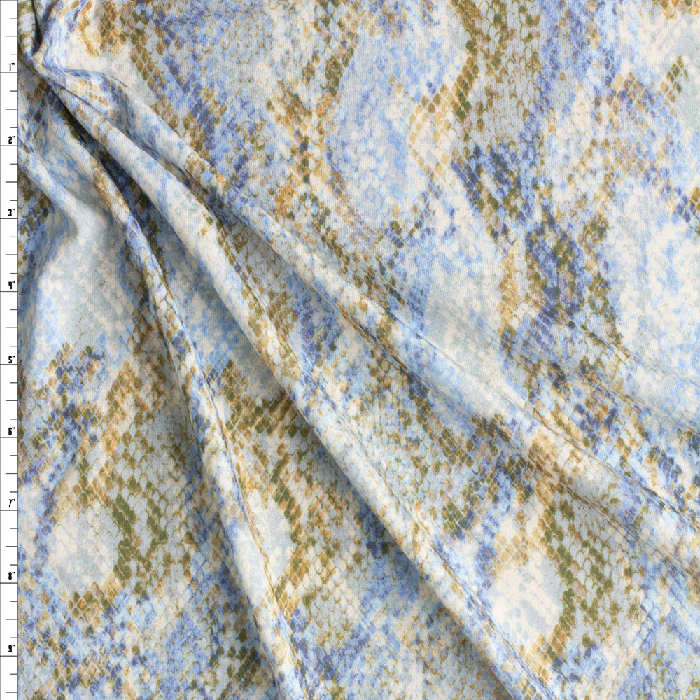 Cali Fabrics Light Blue And Tan Snakeskin Spun Poly Jersey Knit #28025 ...