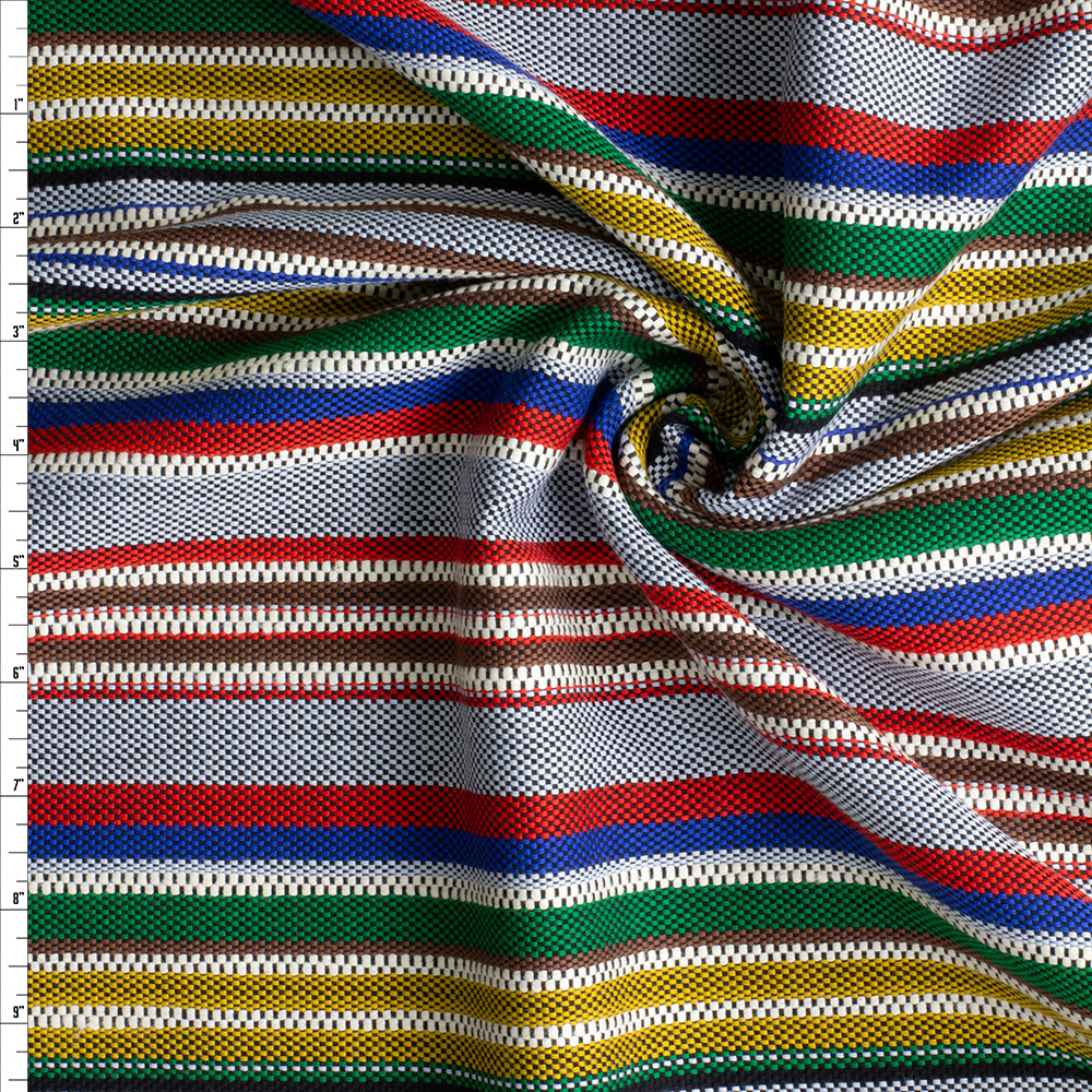 Cali Fabrics Multi Chunky Weave Horizontal Stripe Midweight Rayon Woven ...