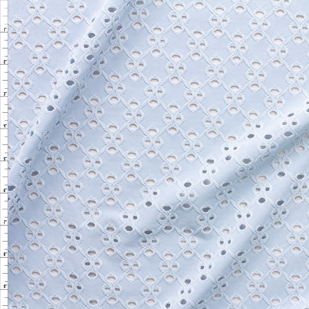 Cali Fabrics Baby Blue Poly/Spandex Eyelet Knit #28098 Fabric by the Yard