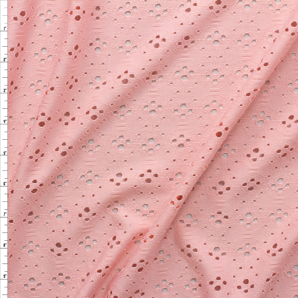 Cali Fabrics Pink Poly/Spandex Eyelet Knit #28102 Fabric by the Yard