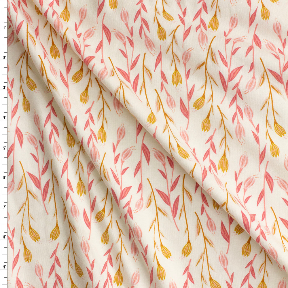 Cali Fabrics Whispers Inbloom Sweetplace Stretch Cotton Jersey Knit ...