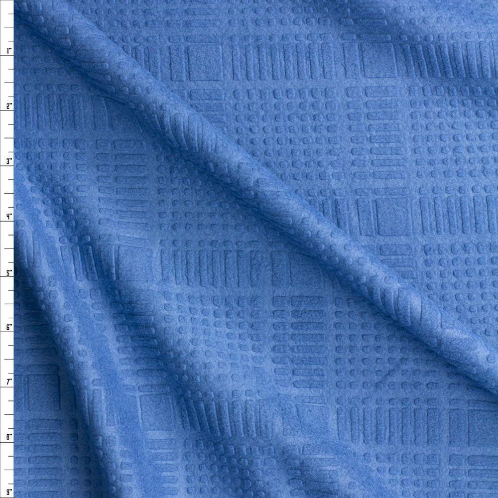 Cali Fabrics Denim Blue Grid Texture Stretch Fleece From Rainbeau ...