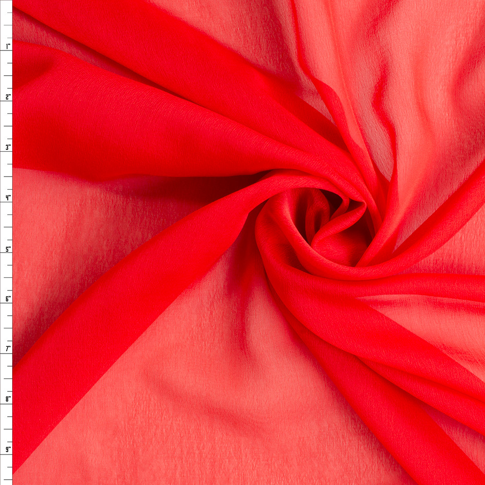 Cali Fabrics Red Two Tone Chiffon #28549 Fabric by the Yard