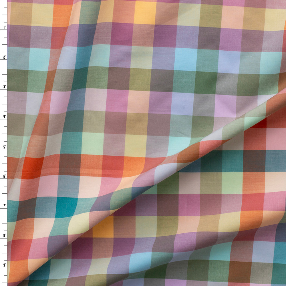 Cali Fabrics Pink, Yellow, Green, And Aqua Prison Plaid Fine Italian ...