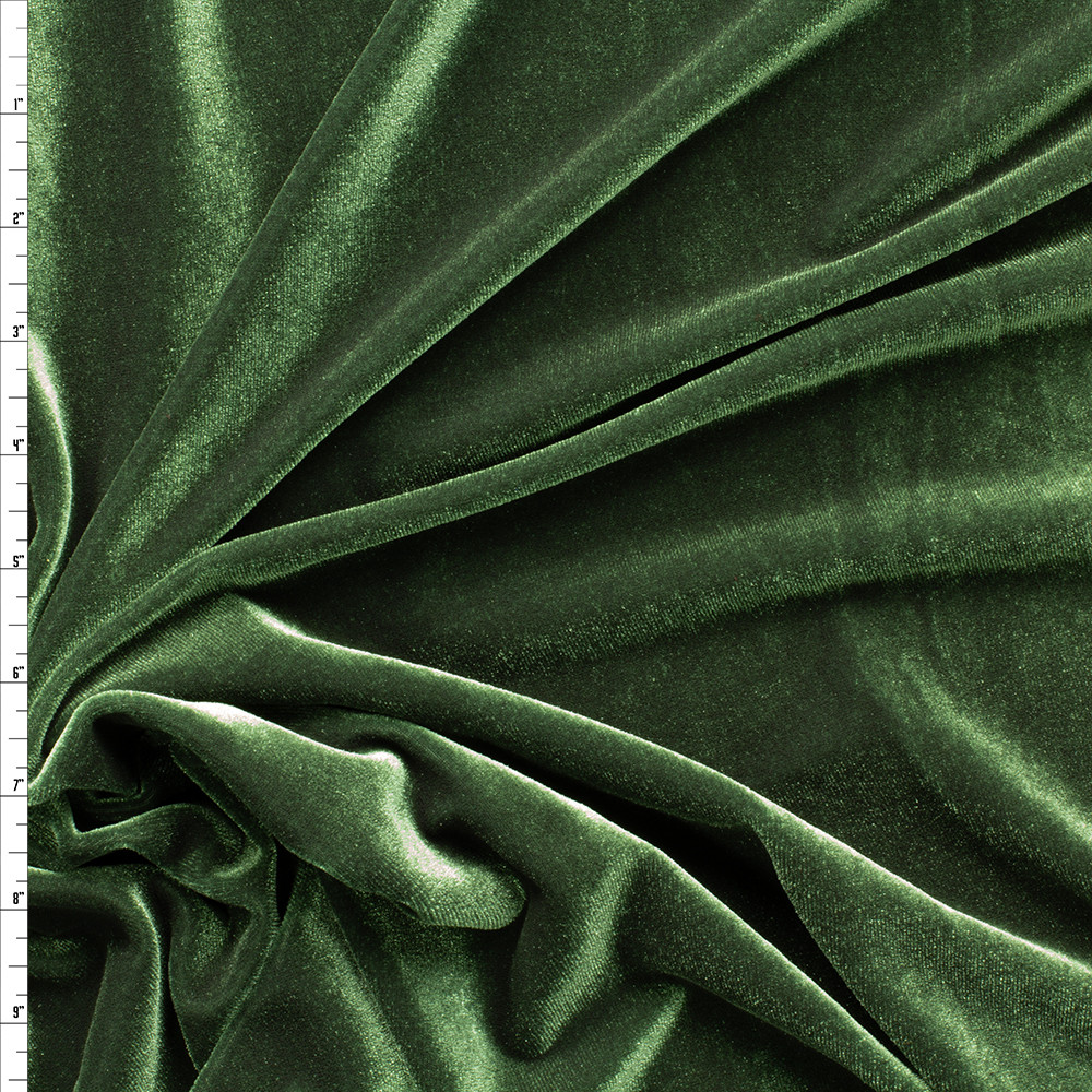 Cali Fabrics Dark Olive Del Rio Stretch Velvet #28816 Fabric by the Yard