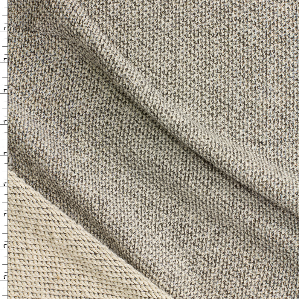 Cali Fabrics Grey And Ivory Melange Chunk Weave French Terry #28956 ...