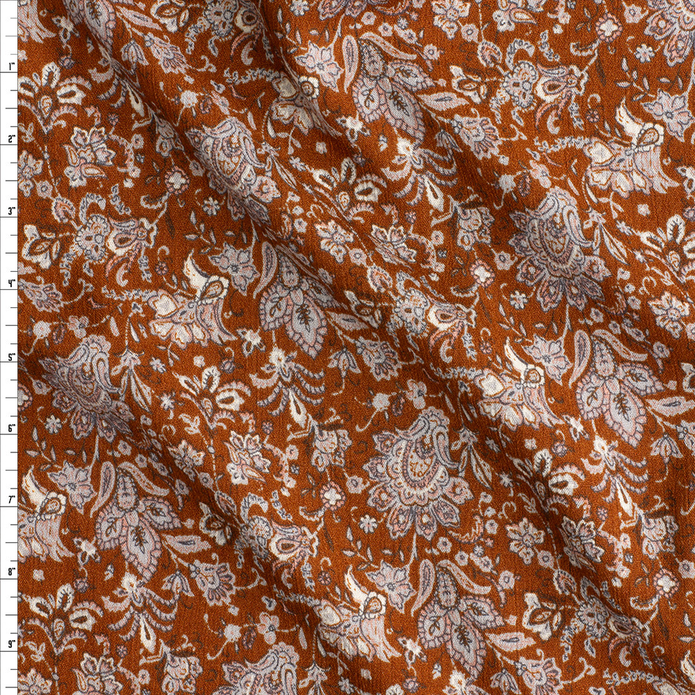 Cali Fabrics Toasted Almond Paisleys Sunset Studio Rayon Crinkle From ...
